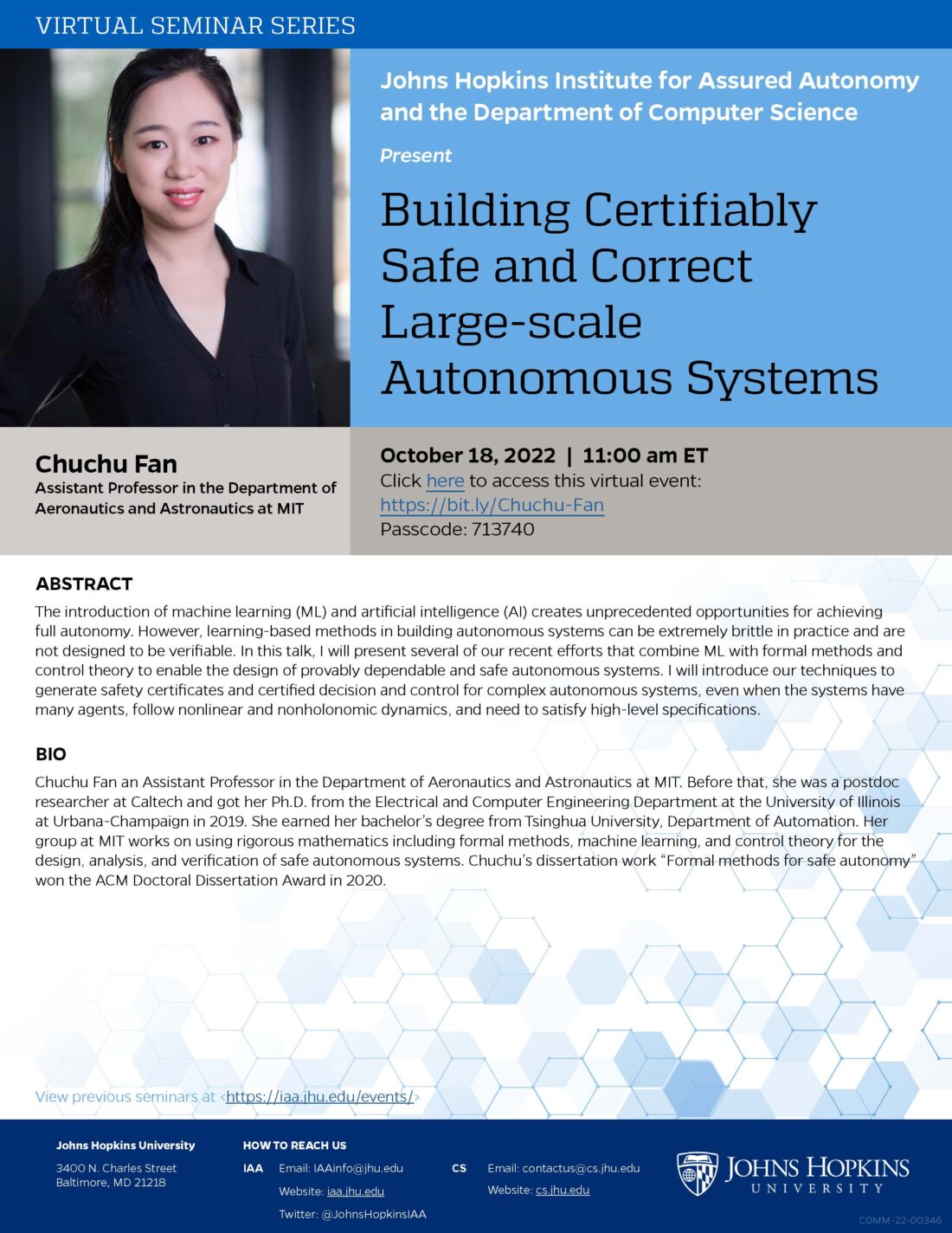 IAA Seminar Series - ChuChu Fan, “Building Certifiably Safe and Correct ...