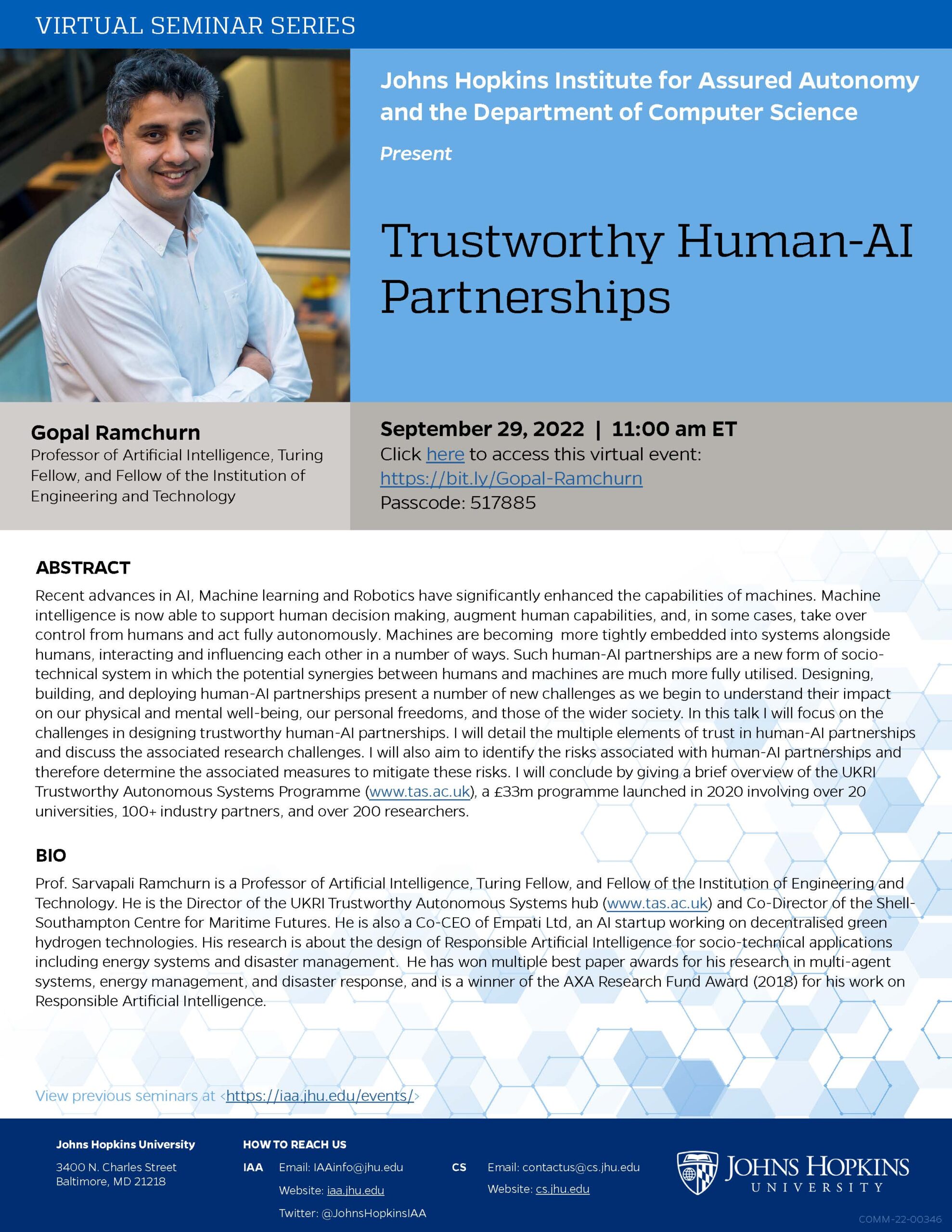 IAA Seminar Series - Gopal Ramchurn, "Trustworthy Human-AI Partnerships ...